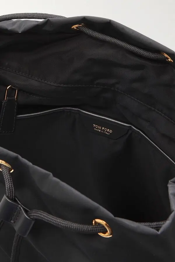 TOM FORD Leather-trimmed Logo-appliqué Nylon Backpack