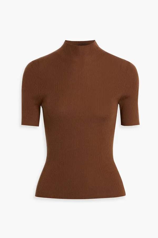 Theory Leenda Ribbed Merino Wool Turtleneck Top