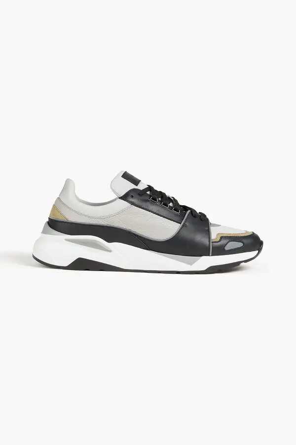 Canali Leather And Suede Trimmed Sneakers