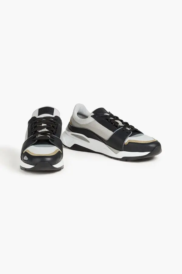 Canali Leather And Suede Trimmed Sneakers