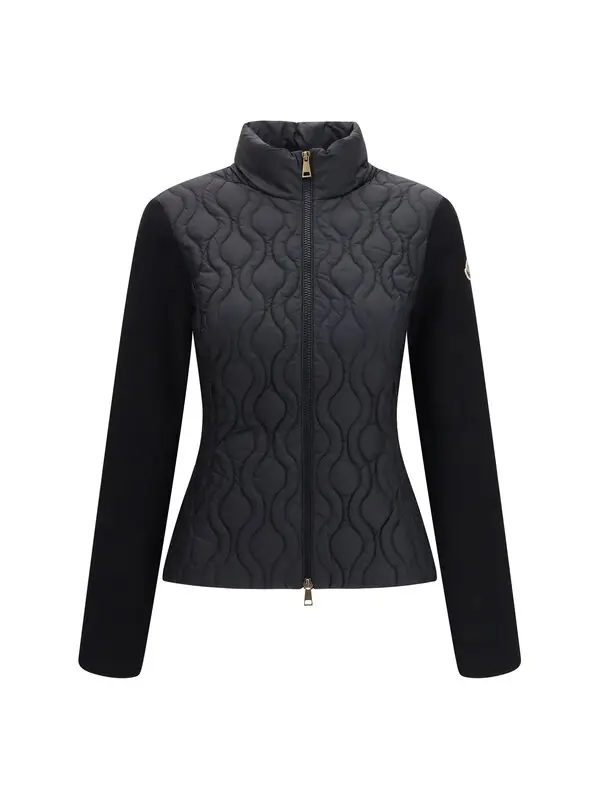 Moncler Cotton Padded Zip-up Cardigan - Black