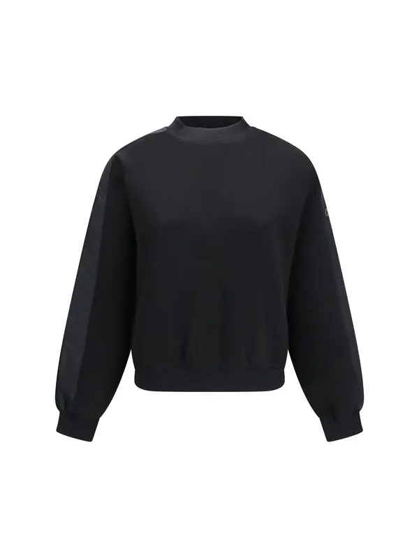 Moose Knuckles Mix Media Crewneck Sweater With Metallic Logo Detail - Black