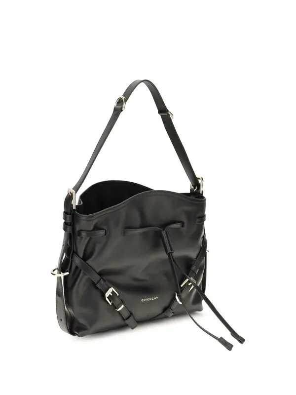 Givenchy Small Voyou Bucket Handbag In Glossy Leather - Black