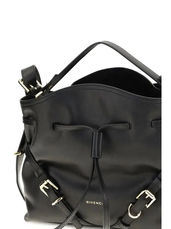 Givenchy Small Voyou Bucket Handbag In Glossy Leather - Black