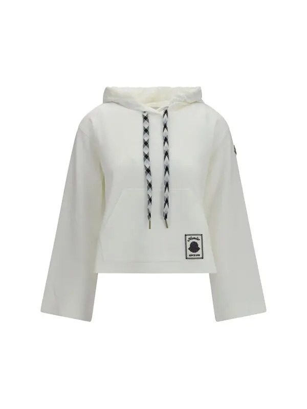 Moncler Cotton Blend Cropped Hoodie - White