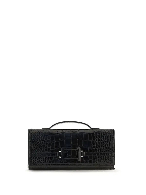 ROGER VIVIER Belle Vivier Crocodile-effect Clutch