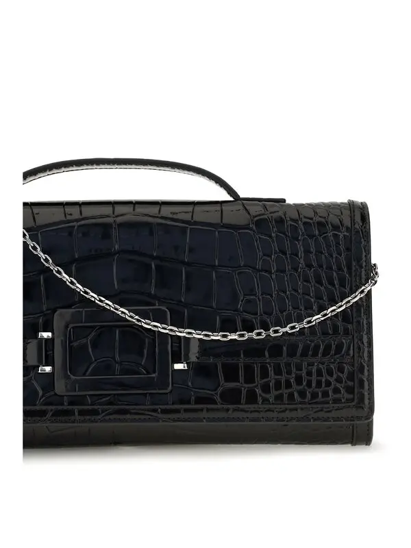 ROGER VIVIER Belle Vivier Crocodile-effect Clutch