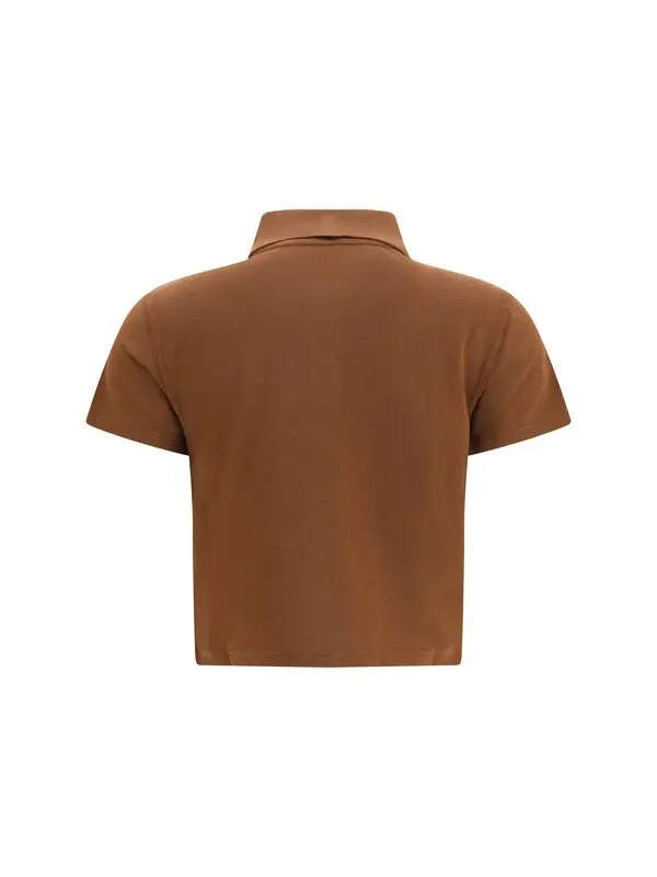 Saint Laurent Cassandre Short Cotton Piqué Polo Shirt - Brown