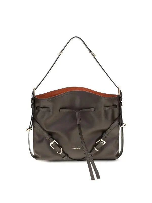 Givenchy Small Voyou Bucket Handbag In Glossy Leather - Brown