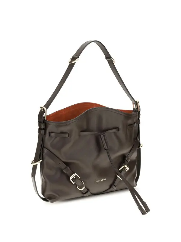 Givenchy Small Voyou Bucket Handbag In Glossy Leather - Brown