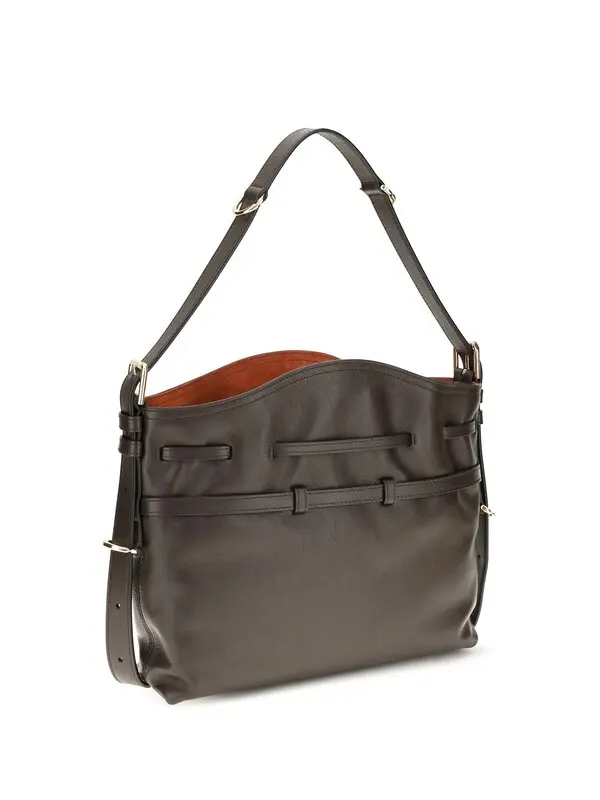 Givenchy Small Voyou Bucket Handbag In Glossy Leather - Brown