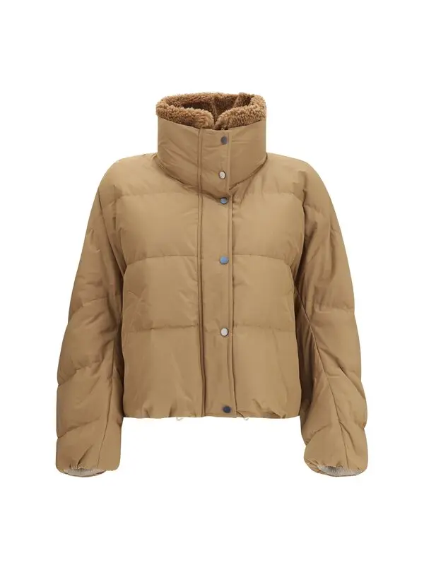 Brunello Cucinelli Padded Jacket With Shearling Collar - Cream