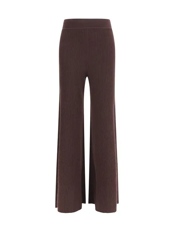 Loro Piana Camino Cashmere And Silk Ribbed Wide-leg Pants - Brown