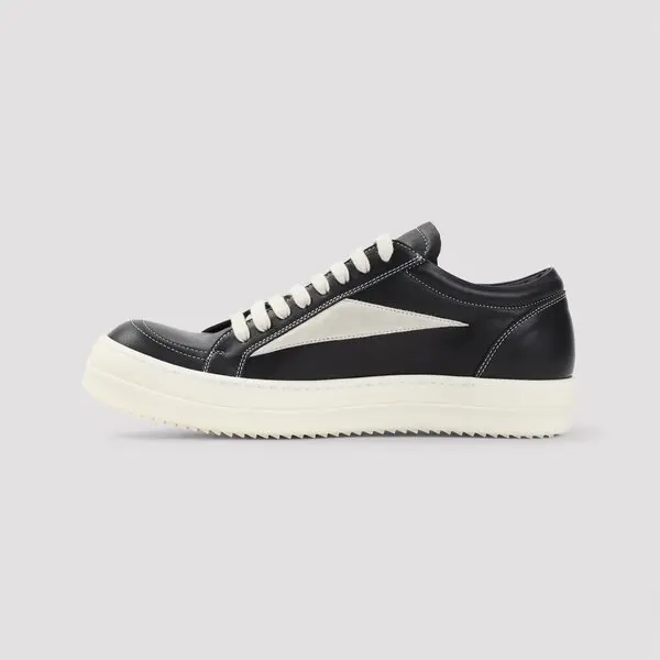 Rick Owens Low Top Leather Sneakers With Contrasting Laces