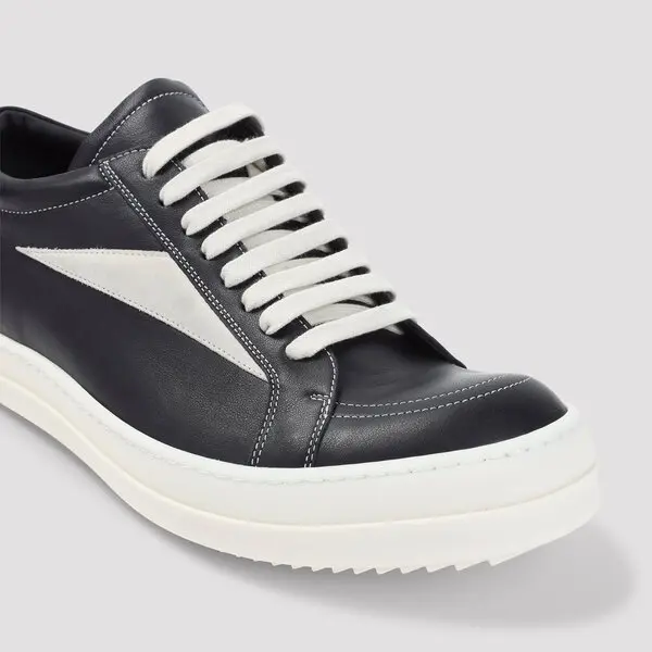Rick Owens Low Top Leather Sneakers With Contrasting Laces