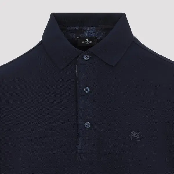 Etro Roma Printed Detail Polo - Blue