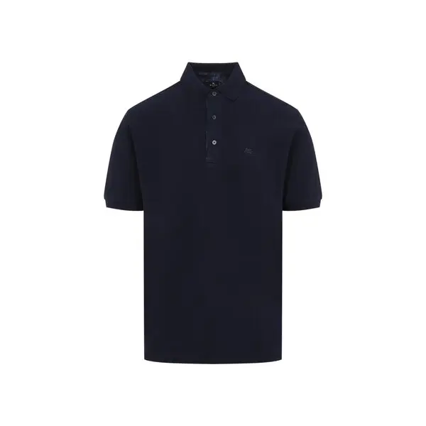 Etro Roma Printed Detail Polo - Blue