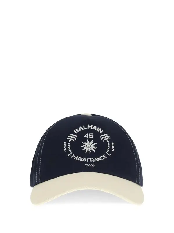 Balmain Two-toned Baseball Cap With Logo - Blue