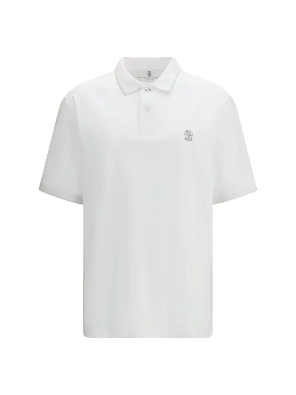 Brunello Cucinelli Polo In Cotton Jersey With Short Sleeves - White