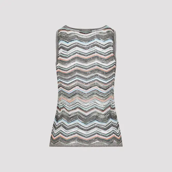 Missoni Sleeveless Zigzag Knit Top With Sequins - Multicolor