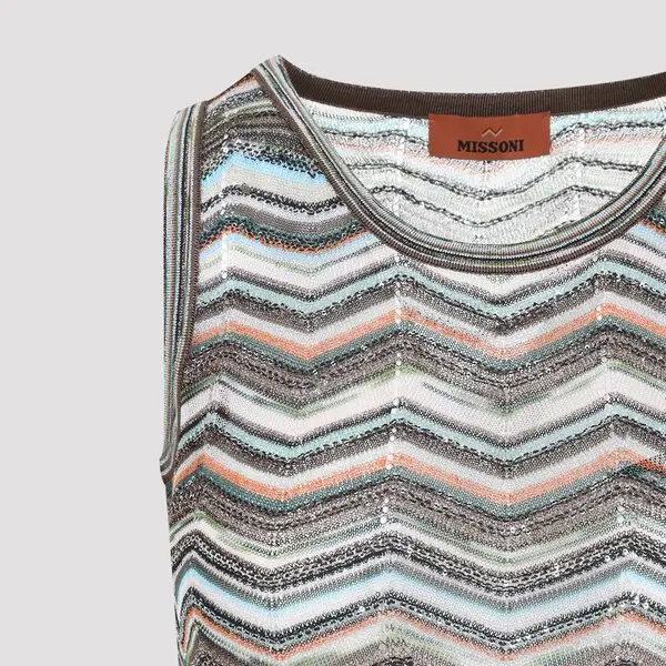 Missoni Sleeveless Zigzag Knit Top With Sequins - Multicolor