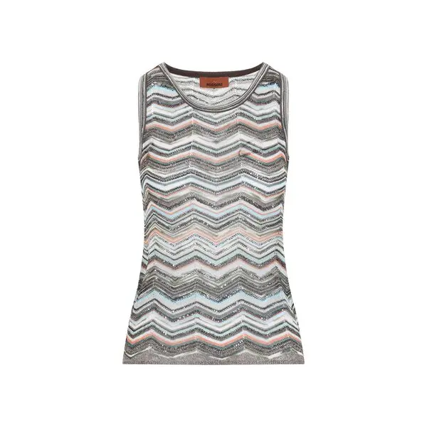 Missoni Sleeveless Zigzag Knit Top With Sequins - Multicolor