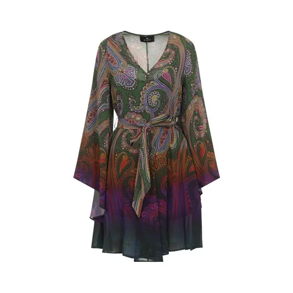 Etro Mini Dress With Paisley Print - Blue