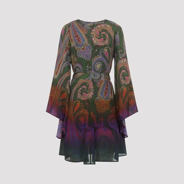 Etro Mini Dress With Paisley Print - Blue