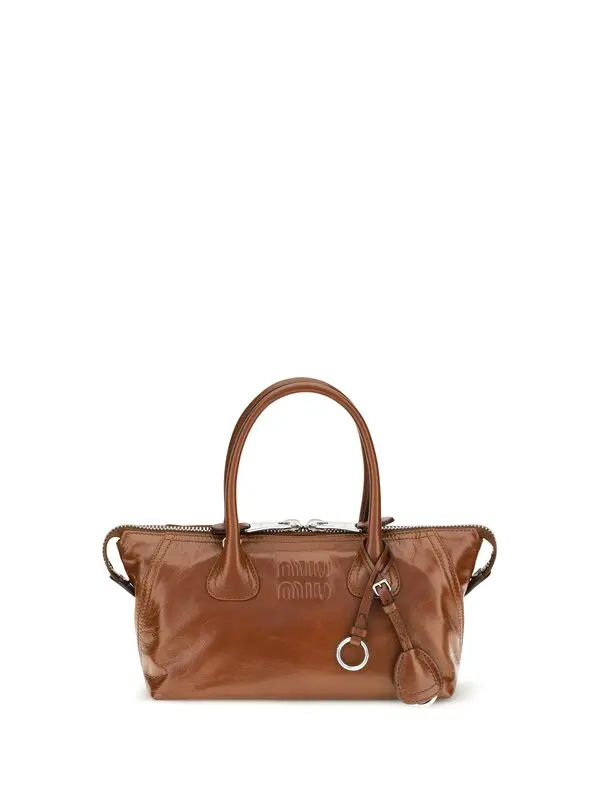 Miu Miu Glossy Leather Handbag - Brown