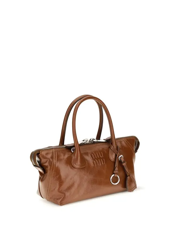 Miu Miu Glossy Leather Handbag - Brown