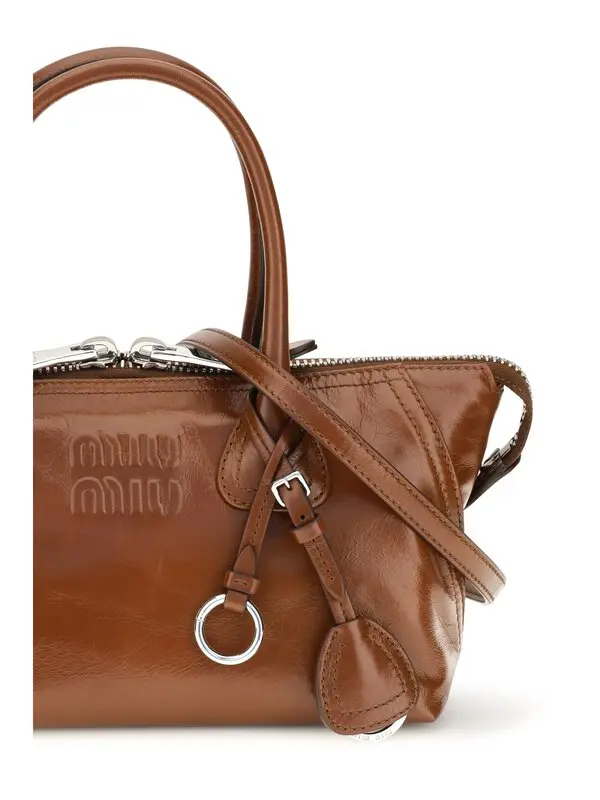 Miu Miu Glossy Leather Handbag - Brown