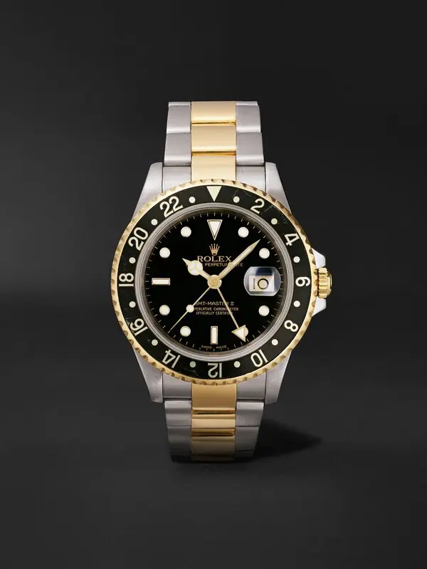 STEPHANIE WINDSOR Rolex Vintage 2000 Gmt Master Ii Automatic 40mm Stainless Steel And 18-karat Yellow Gold Watch, Ref. 16713 - Black