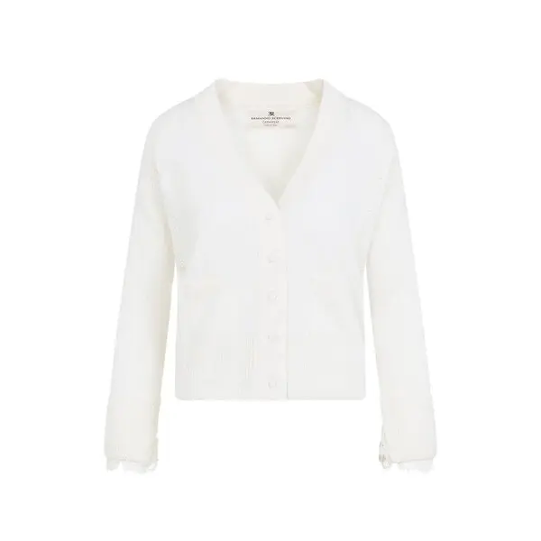 ERMANO SCERVINO Ermanno Scervino Chunky Knit V-neck Cardigan With Lace Trim