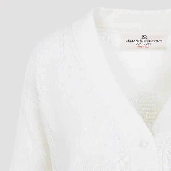 ERMANO SCERVINO Ermanno Scervino Chunky Knit V-neck Cardigan With Lace Trim