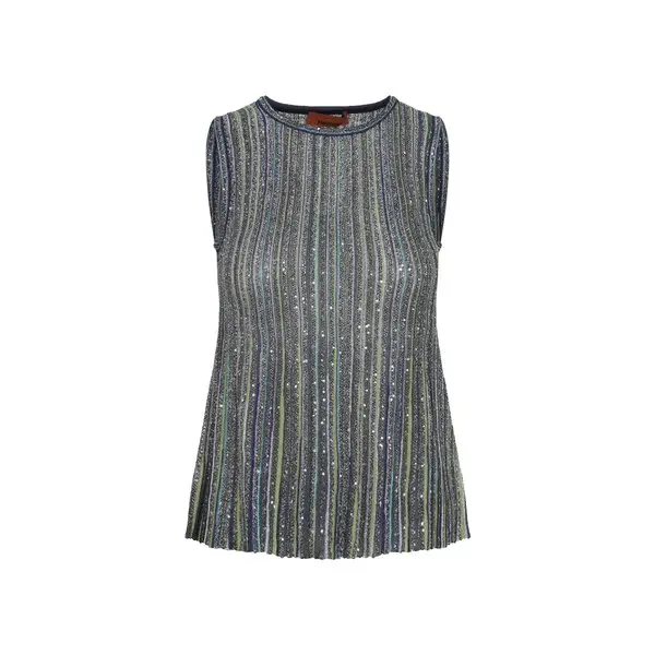 Missoni Sleeveless Sequined Striped Knit Top