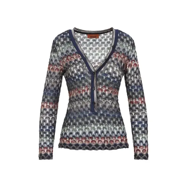 Missoni V-neck Openwork Knit Sweater - Multicolor