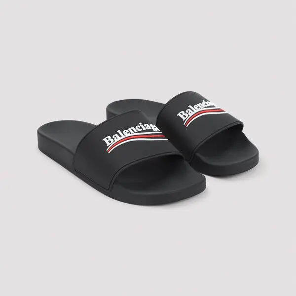 Balenciaga Pool Rubber Political Logo Slide