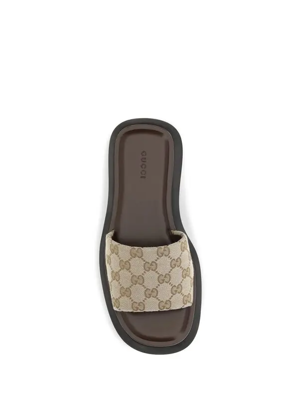 Gucci Gg Canvas Oversized Sole Slider Sandals - Cream