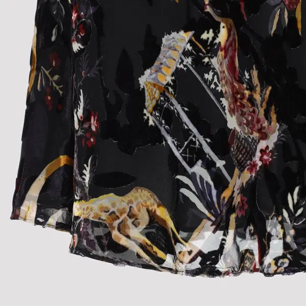 Etro High-waisted Floral And Animal Print Devoré Midi Skirt - Black