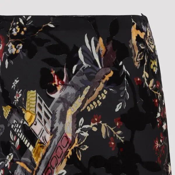Etro High-waisted Floral And Animal Print Devoré Midi Skirt - Black