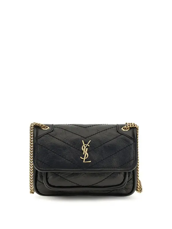Saint Laurent Mini Niki Quilted Leather Shoulder Bag - Black