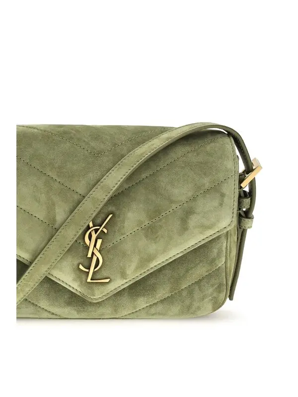 Saint Laurent Small Loulou Matelassé Suede Shoulder Bag - Green