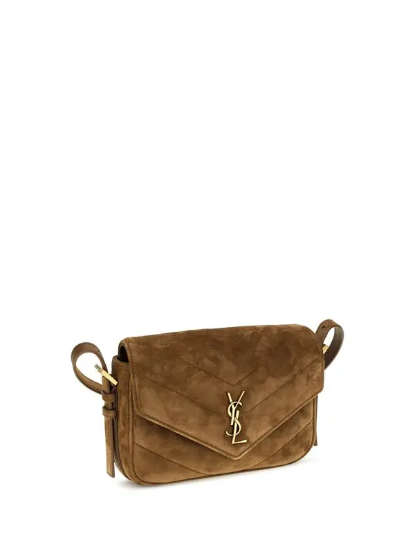 Saint Laurent Small Loulou Matelassé Suede Shoulder Bag - Brown