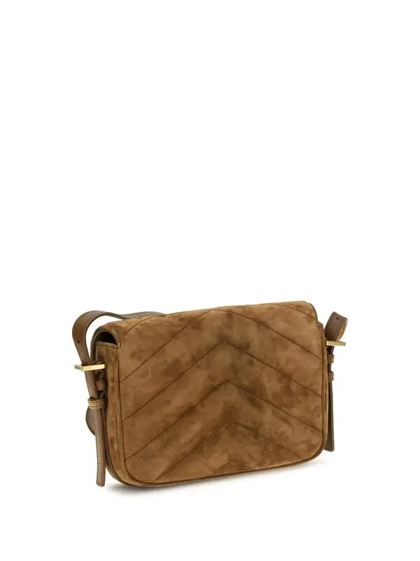 Saint Laurent Small Loulou Matelassé Suede Shoulder Bag - Brown