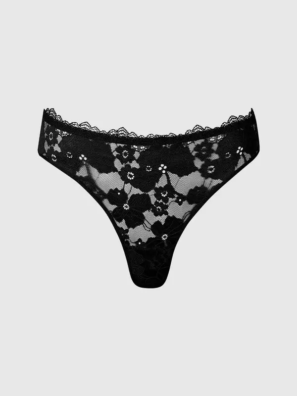 Frederick's Of Hollywood Isabella Lace Tanga - Black