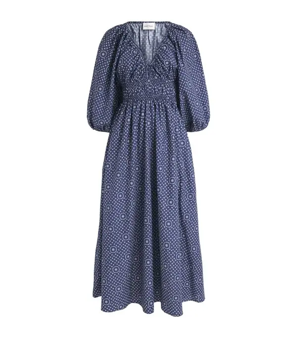 Matteau Organic Cotton Paisley Maxi Dress - Navy