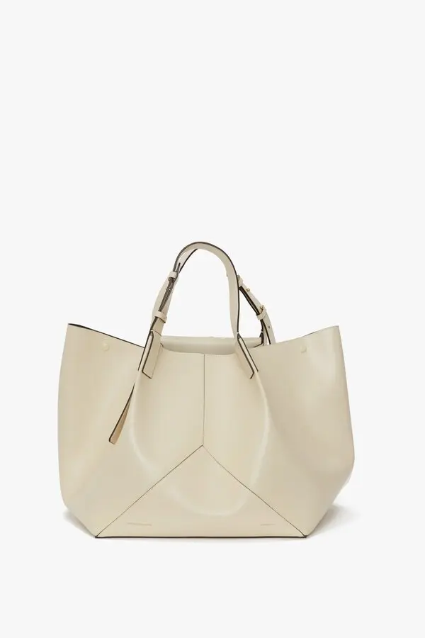 Victoria Beckham W11 Medium Tote Bag In Leather - Ivory