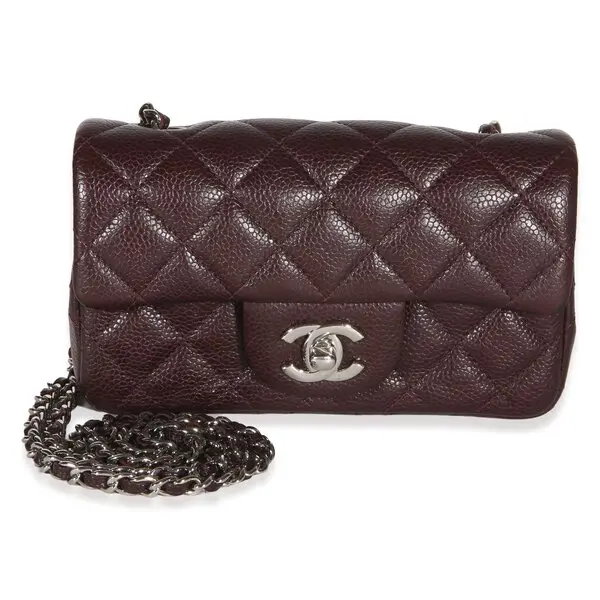 Chanel Burgundy Quilted Caviar Extra Rectangular Flap Bag