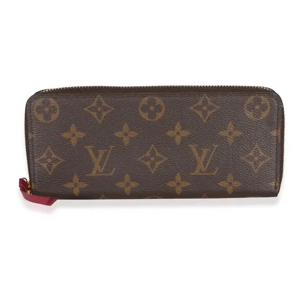 LOUIS VUITTON Fuchsia Monogram Canvas Clemence Wallet - Brown