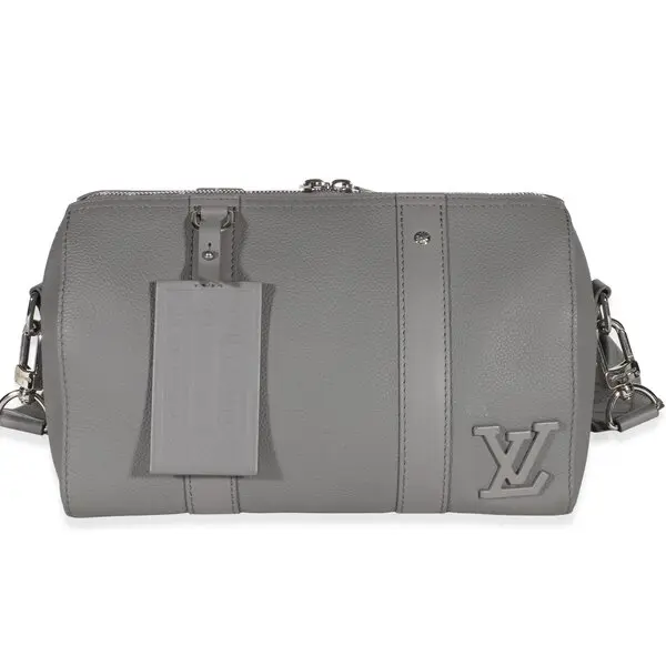 LOUIS VUITTON Grey Grained Calfskin Aerogram City Keepall - Gray
